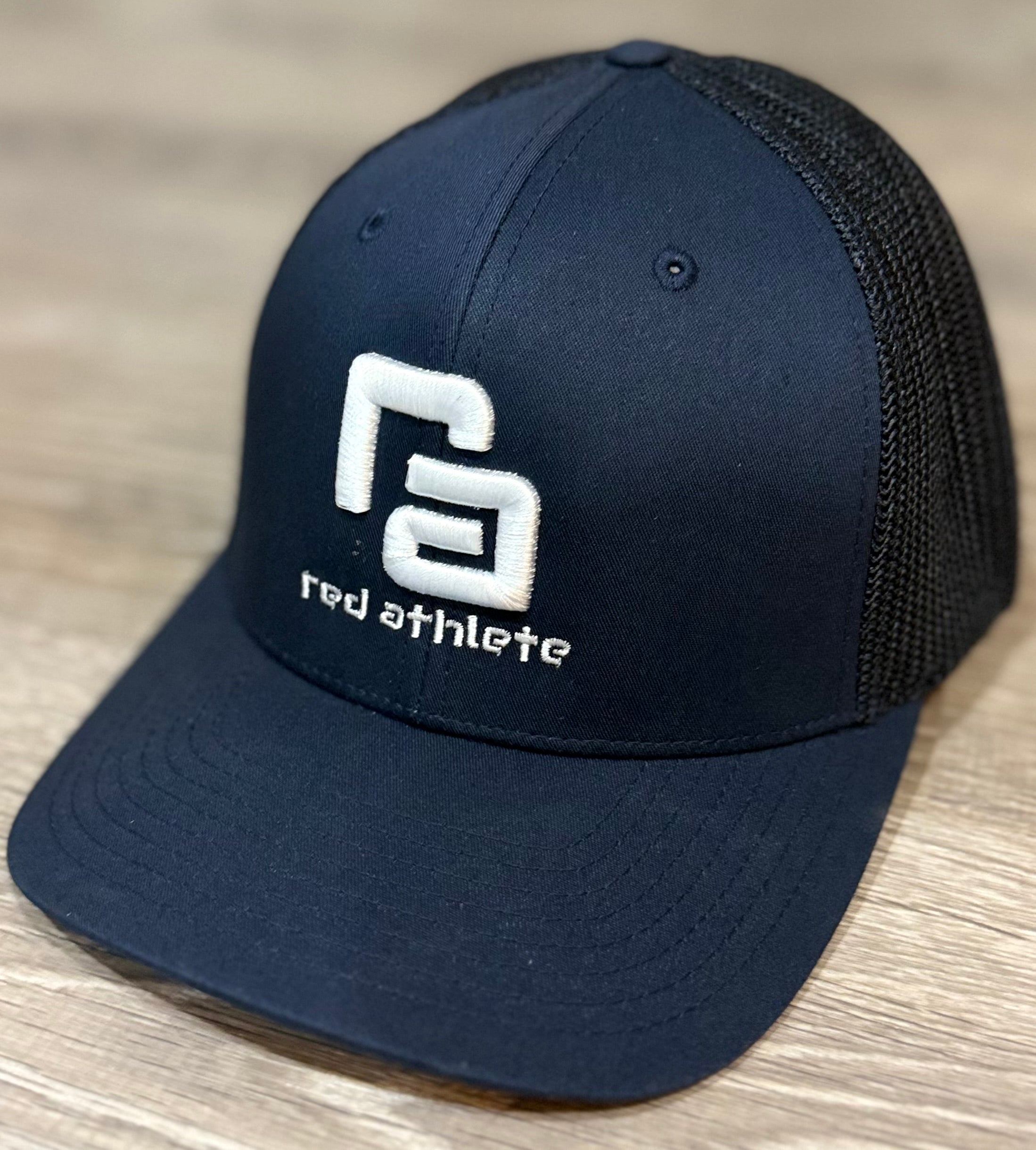 Red Athlete Snapback Trucker-Navy