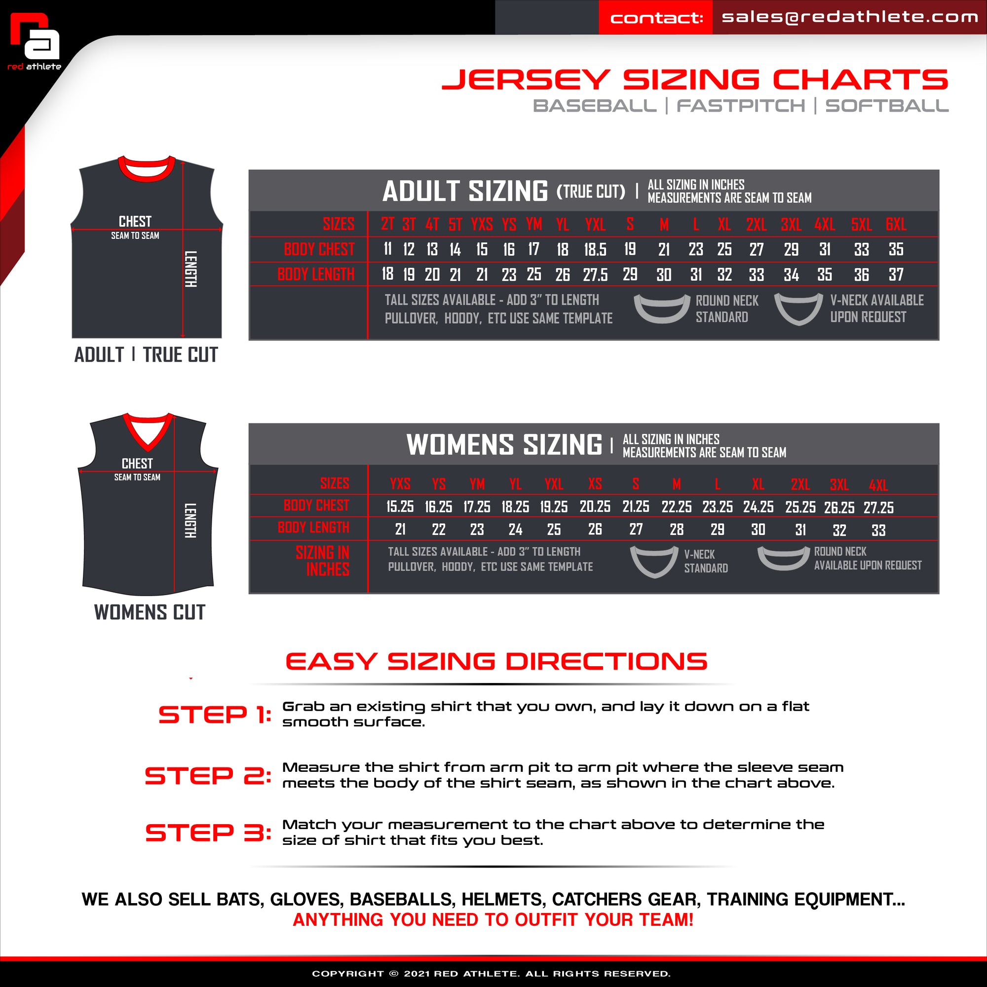 Sizing Charts – Red Athlete